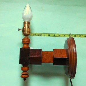 Folk Art Wooden Sconce Lamp Tramp Art Lamp Hand Carved Wood - Etsy