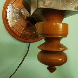 Folk Art Wooden Sconce Lamp Tramp Art Lamp Hand Carved Wood - Etsy