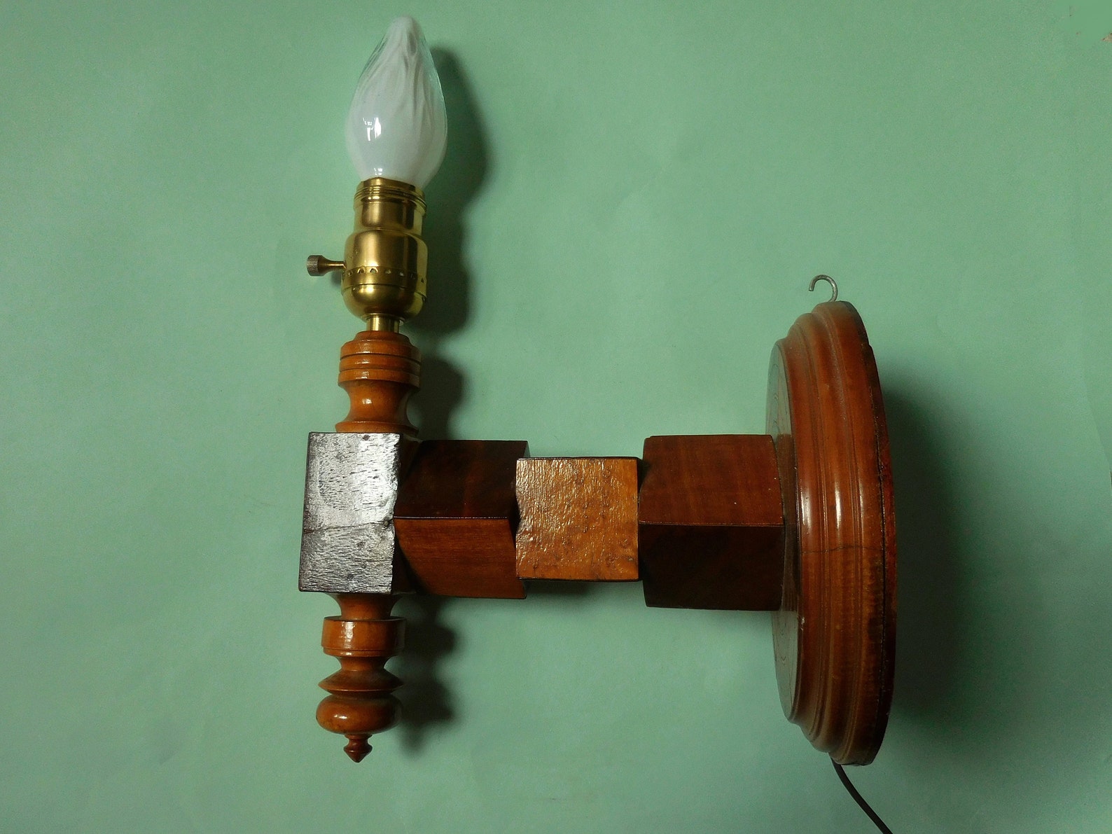 Folk Art Wooden Sconce Lamp Tramp Art Lamp Hand Carved Wood - Etsy