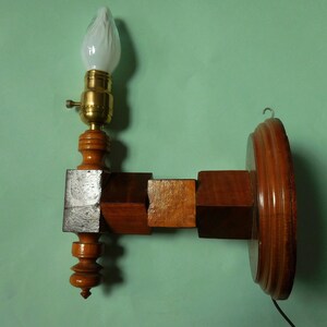 Folk Art Wooden Sconce Lamp Tramp Art Lamp Hand Carved Wood - Etsy