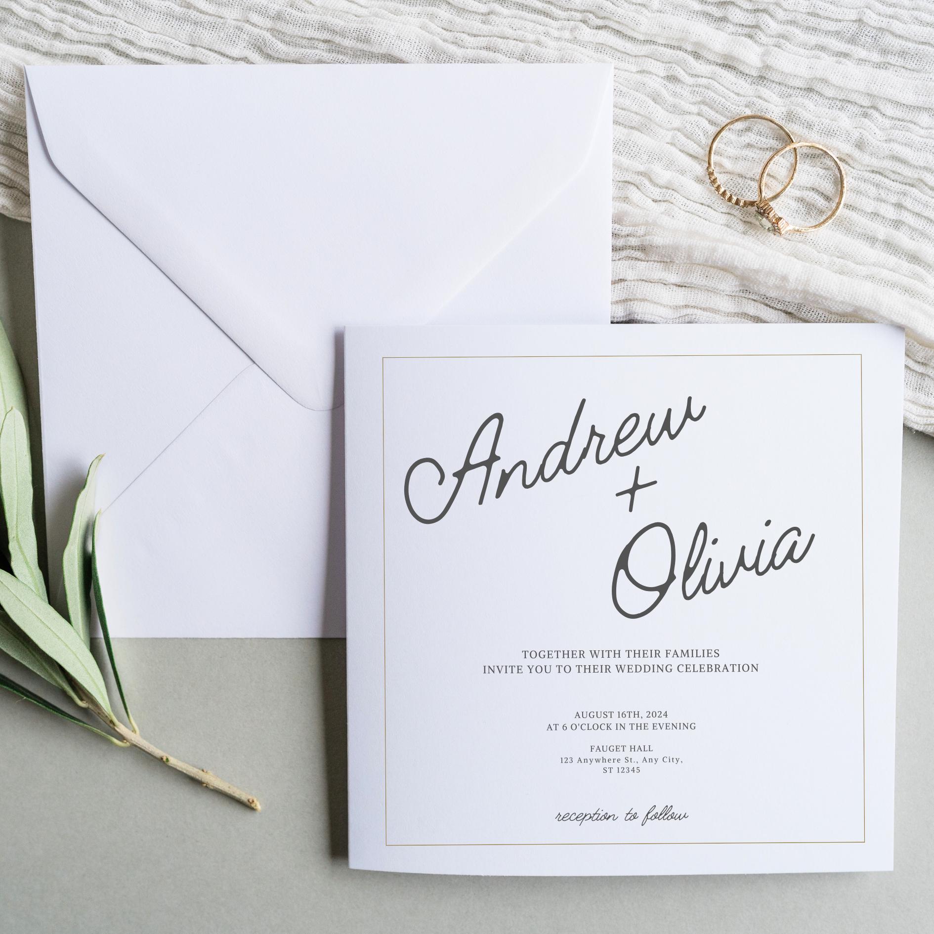 Modern Wedding Invitation Template - Editable Wedding Invitation Canva ...