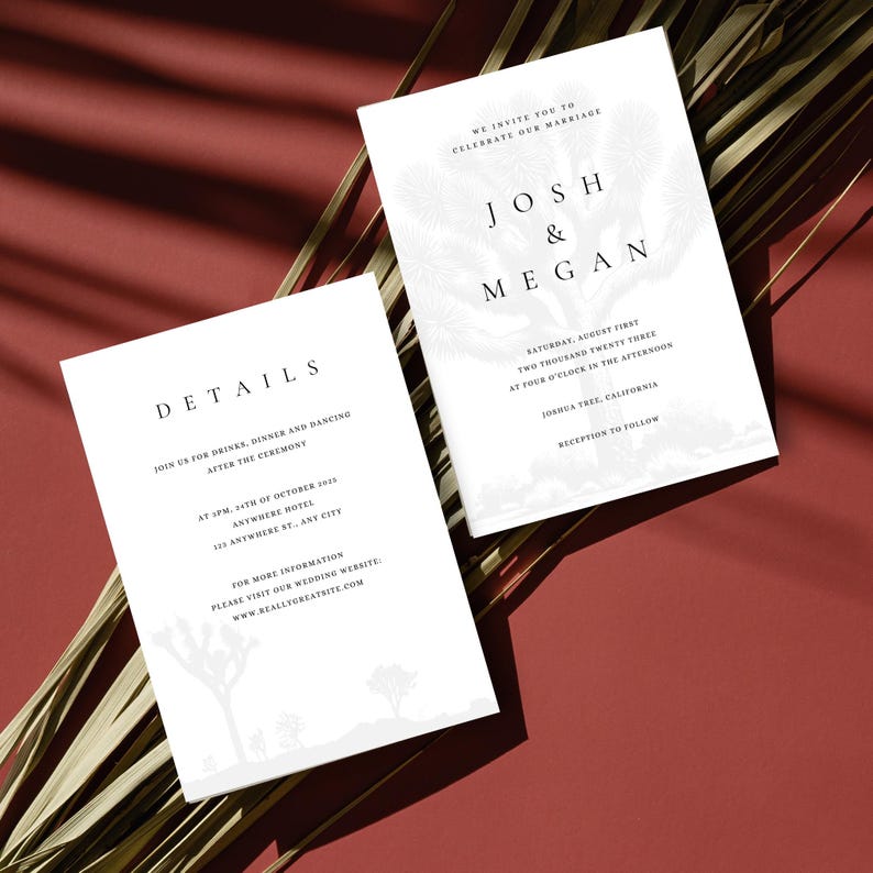 Joshua Tree Wedding Invitation Suite Template for Canva - DIY Editable ...