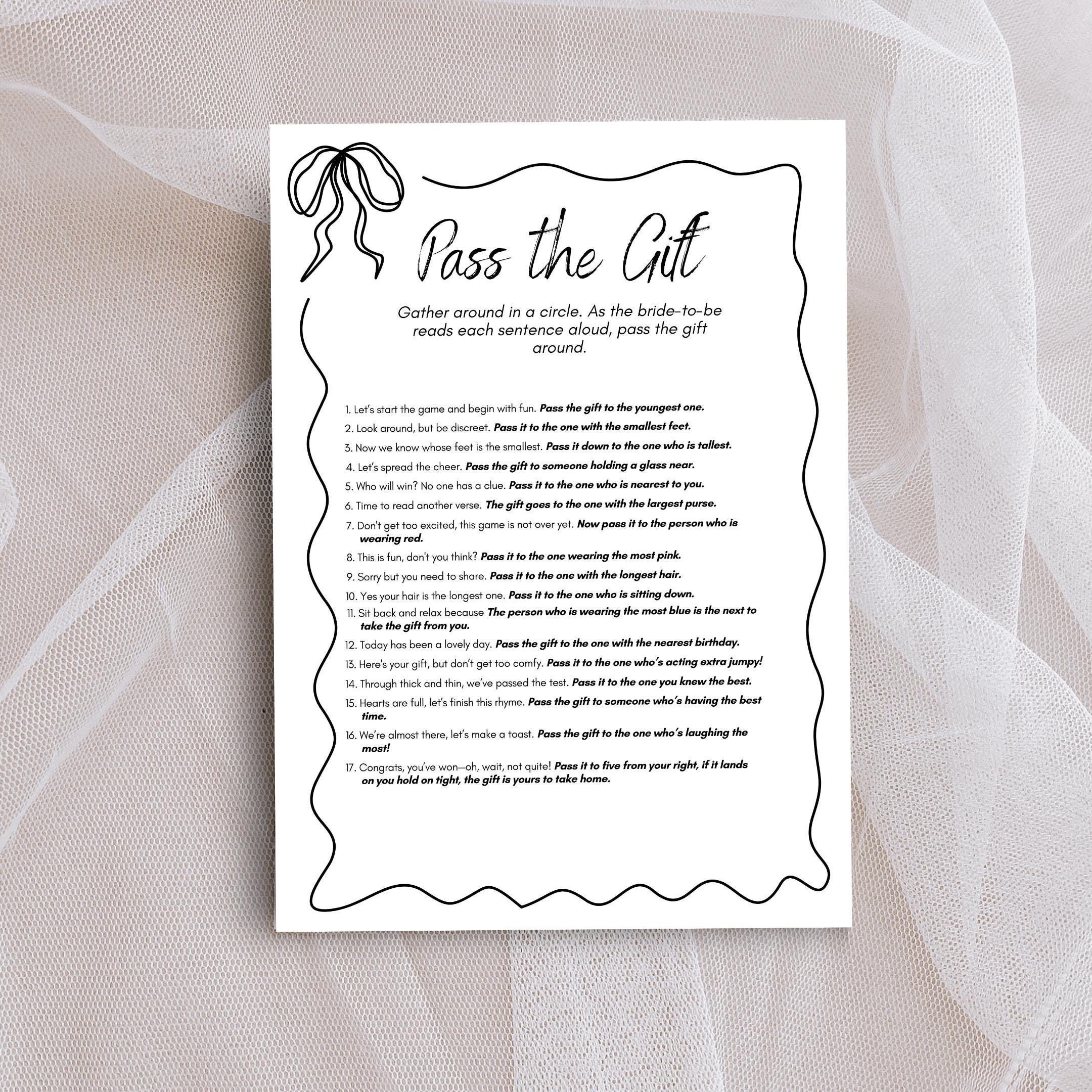 Pass the Gift Bachelorette Game Printable Instant Download - Mild DIY ...