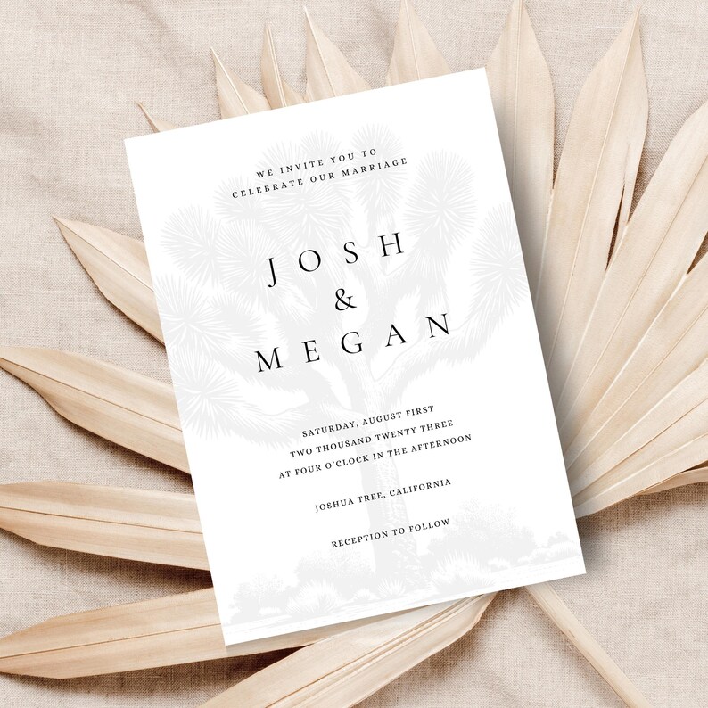 Joshua Tree Wedding Invitation Suite Template for Canva - DIY Editable ...