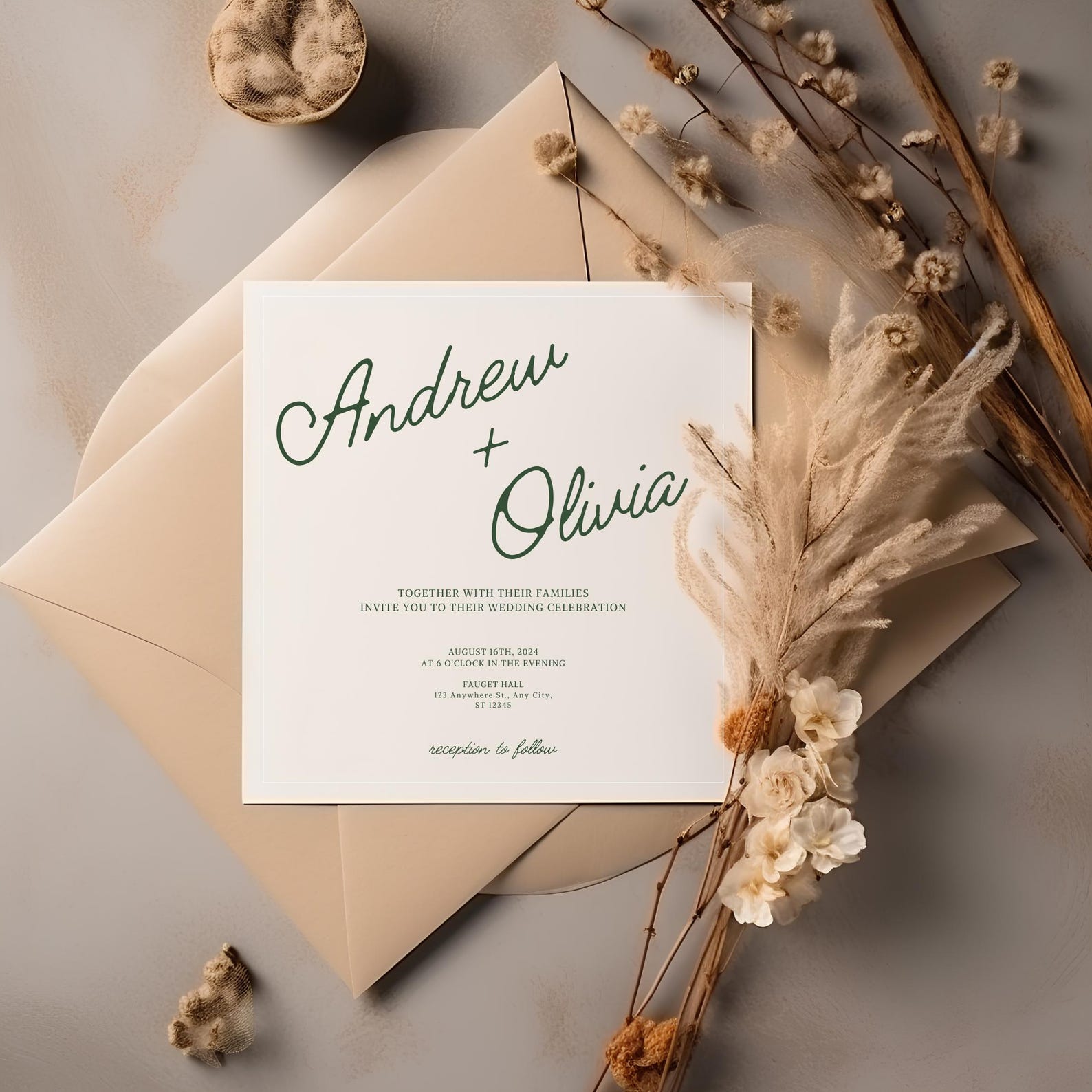 Modern Wedding Invitation Template - Editable Wedding Invitation Canva ...