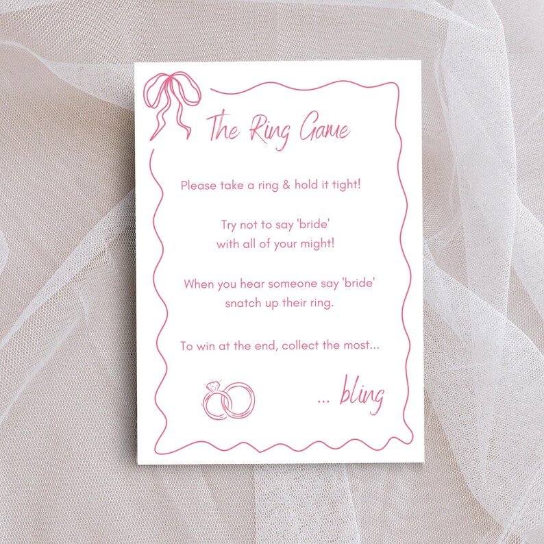 The Ring Game Bachelorette Game Printable Instant Download - Classy ...