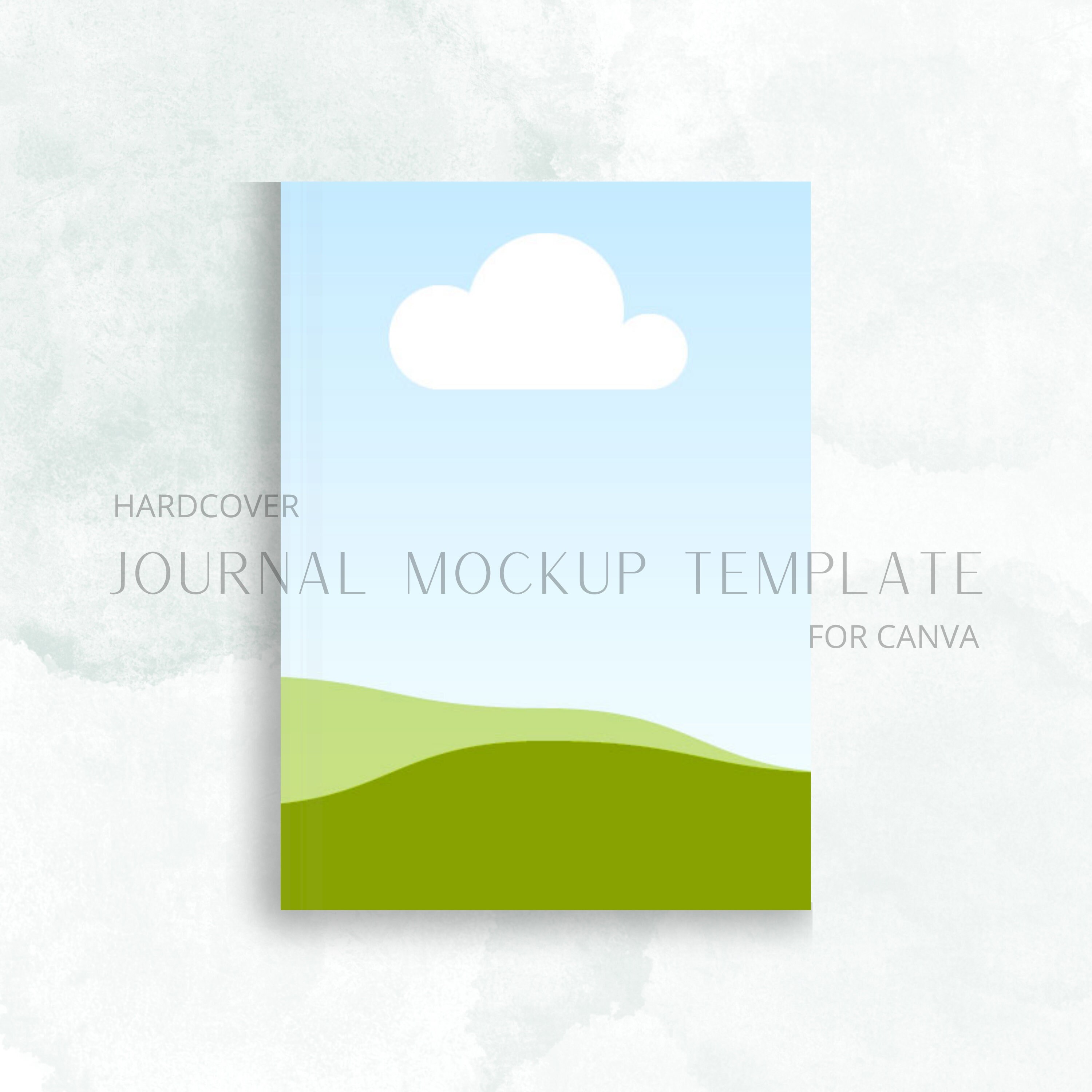 Journal Mockup Canva Template - Mint Green Watercolor Editable Book ...