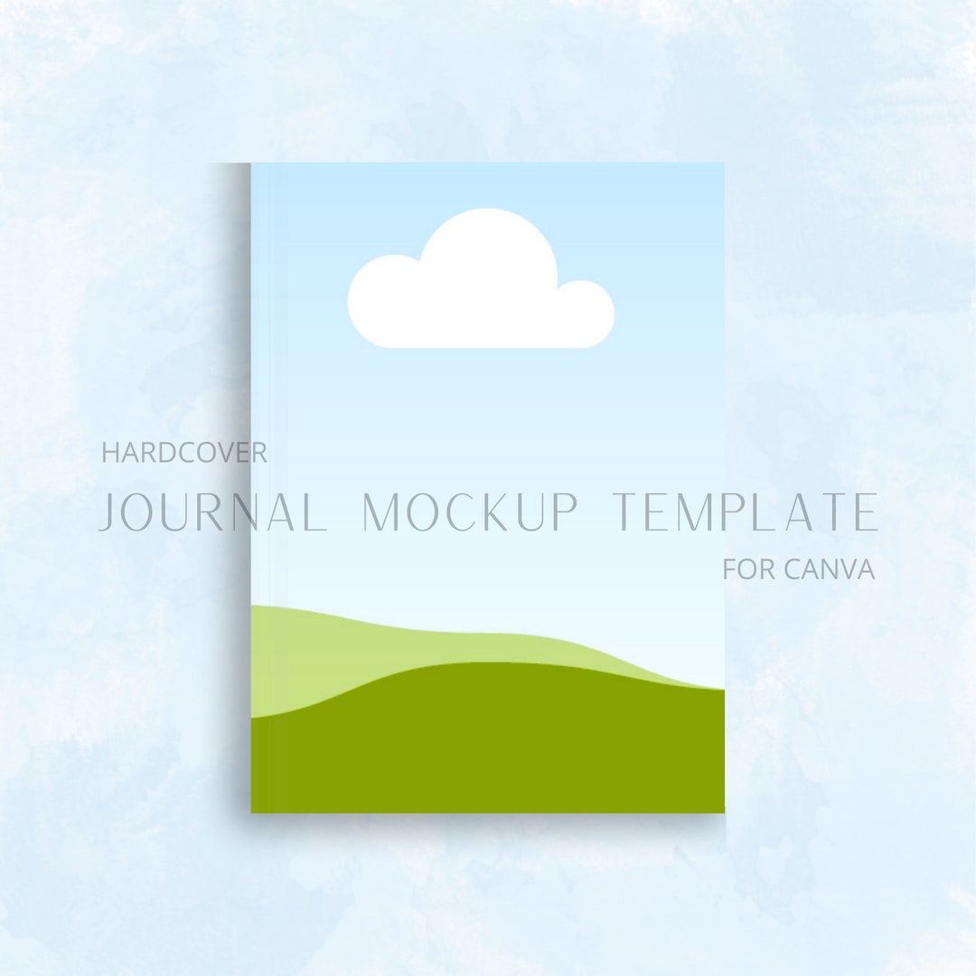 Journal Mockup Canva Template - Baby Blue Watercolor Editable Book ...