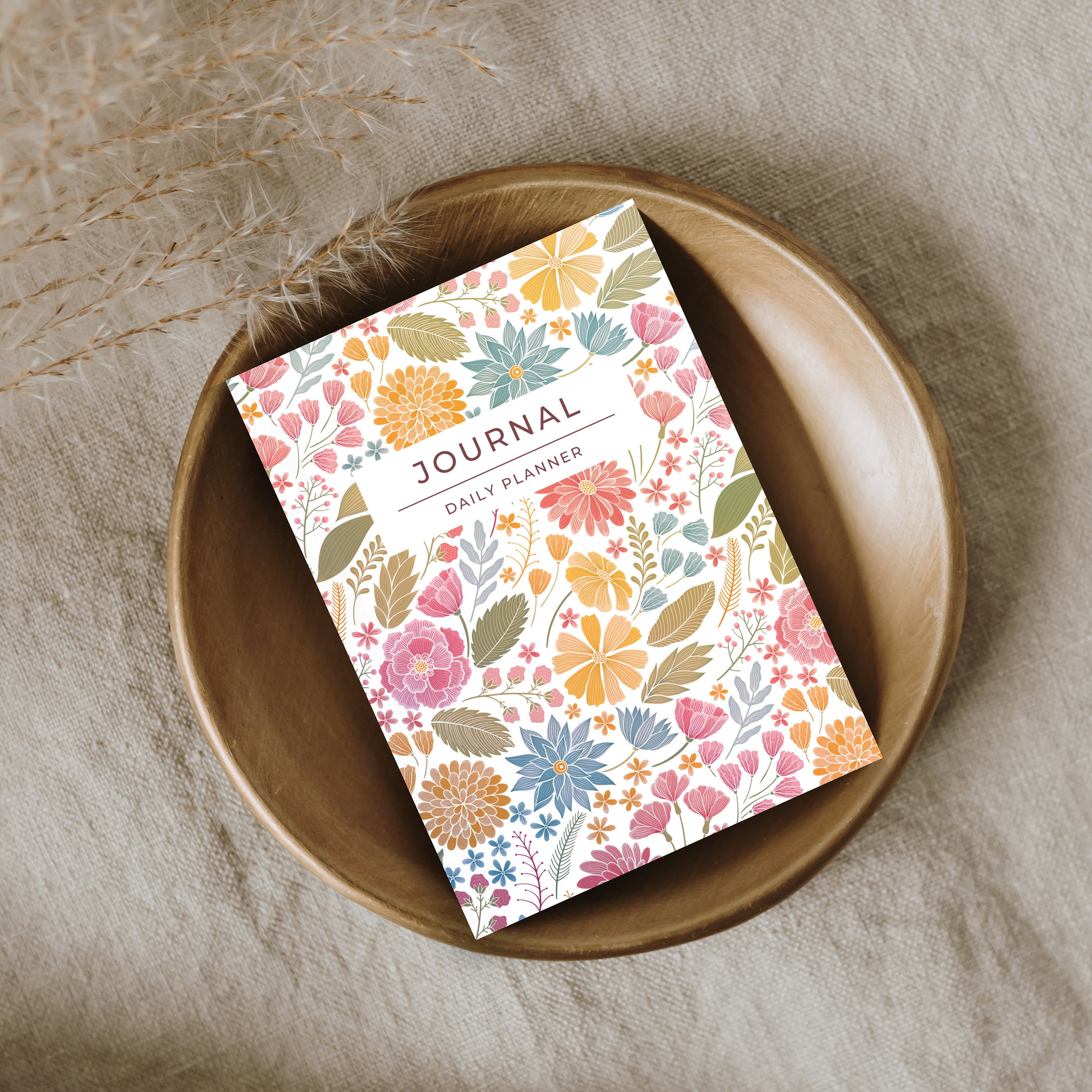 Journal Mockup Canva Template - Boho Neutral Editable Book Cover ...