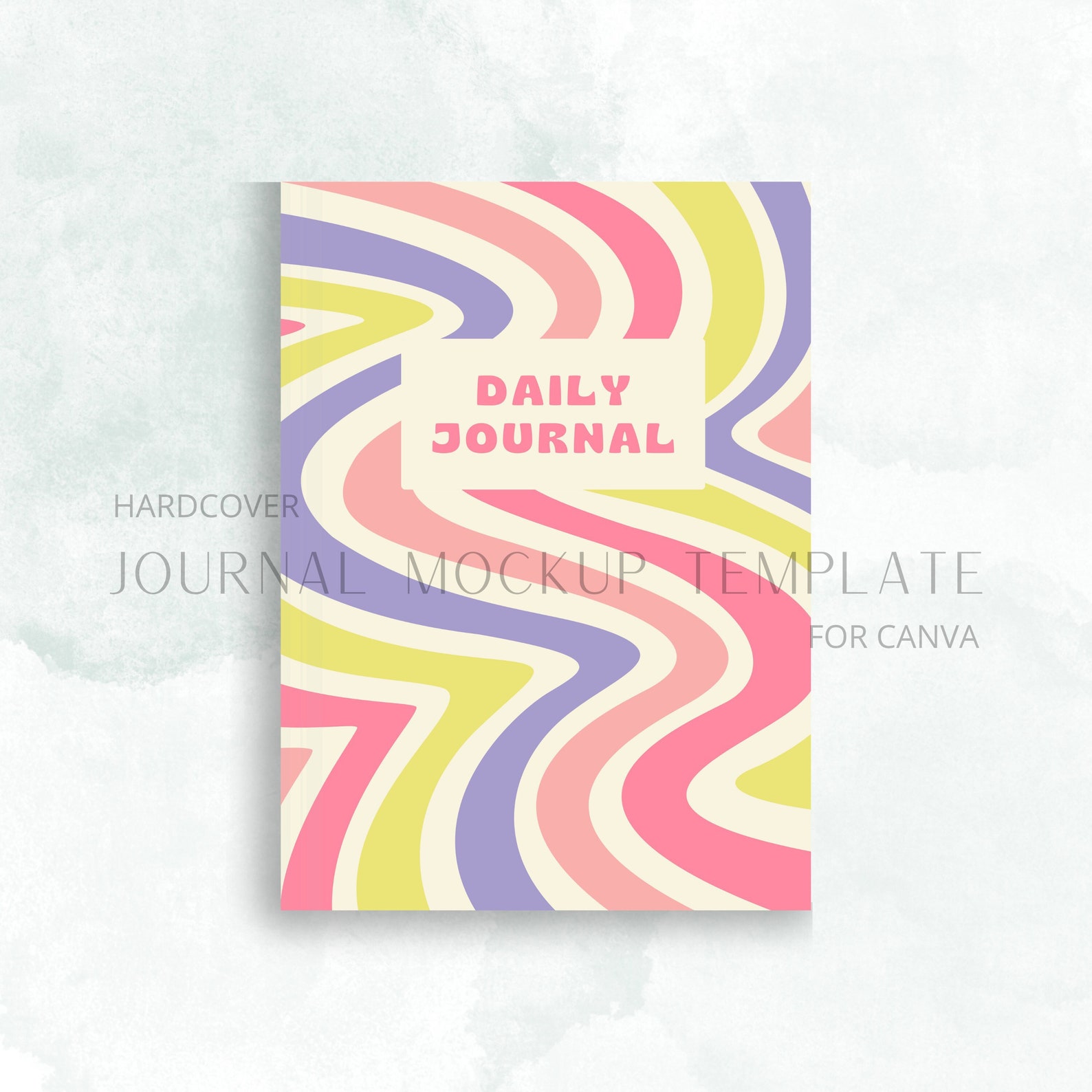 Journal Mockup Canva Template - Mint Green Watercolor Editable Book ...