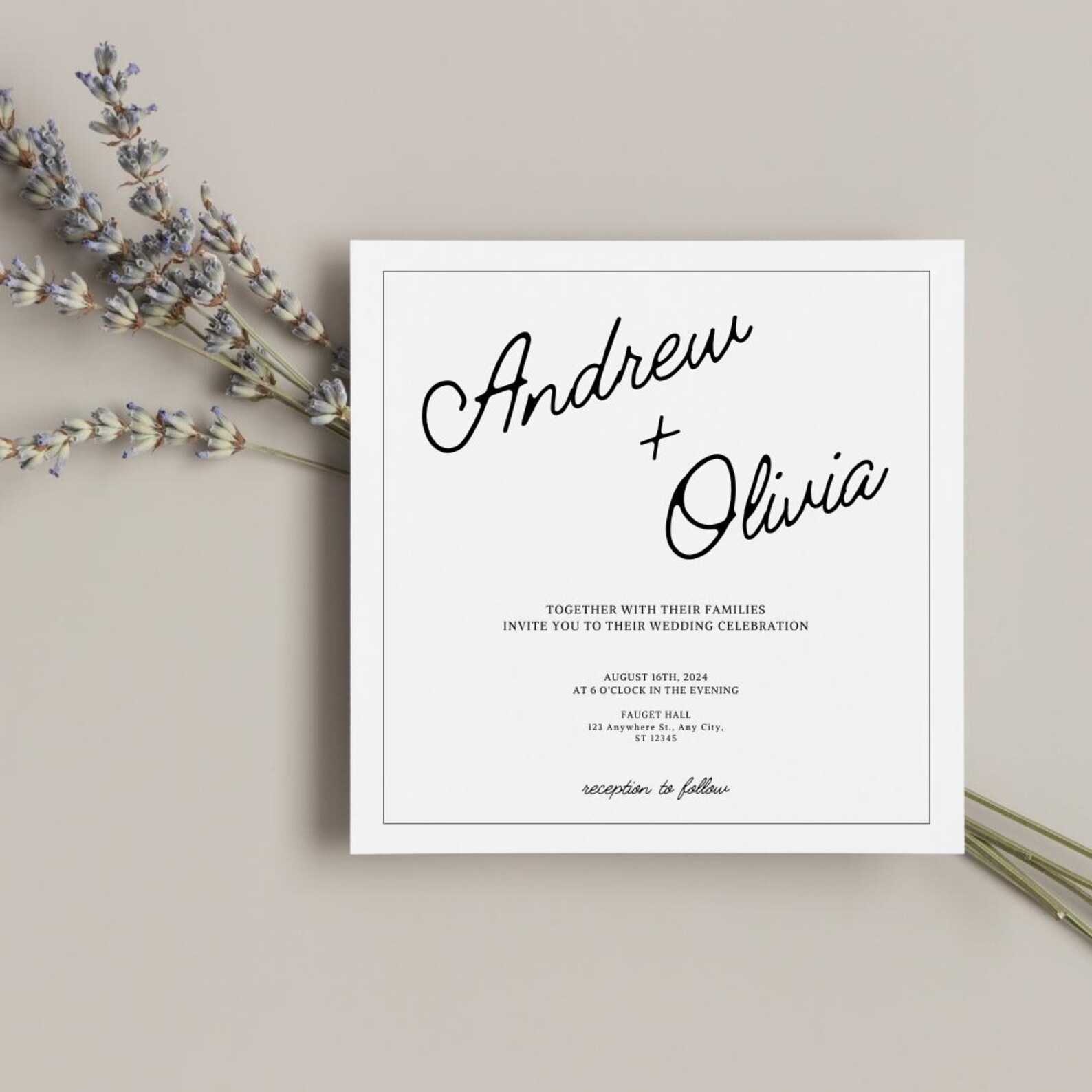 Modern Wedding Invitation Template - Editable Wedding Invitation Canva ...