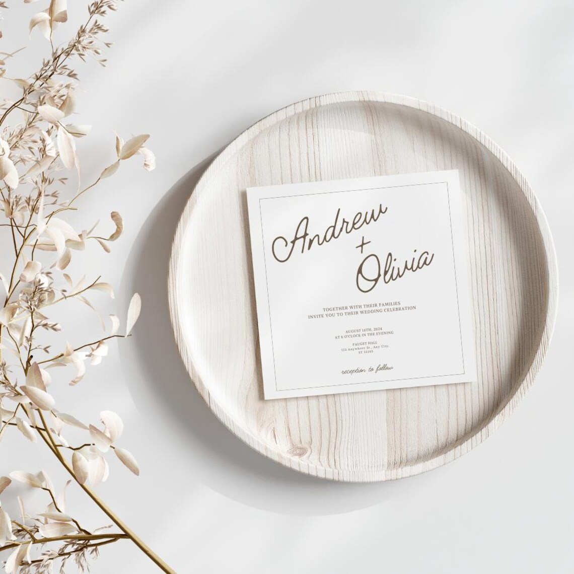 Modern Wedding Invitation Template - Editable Wedding Invitation Canva ...