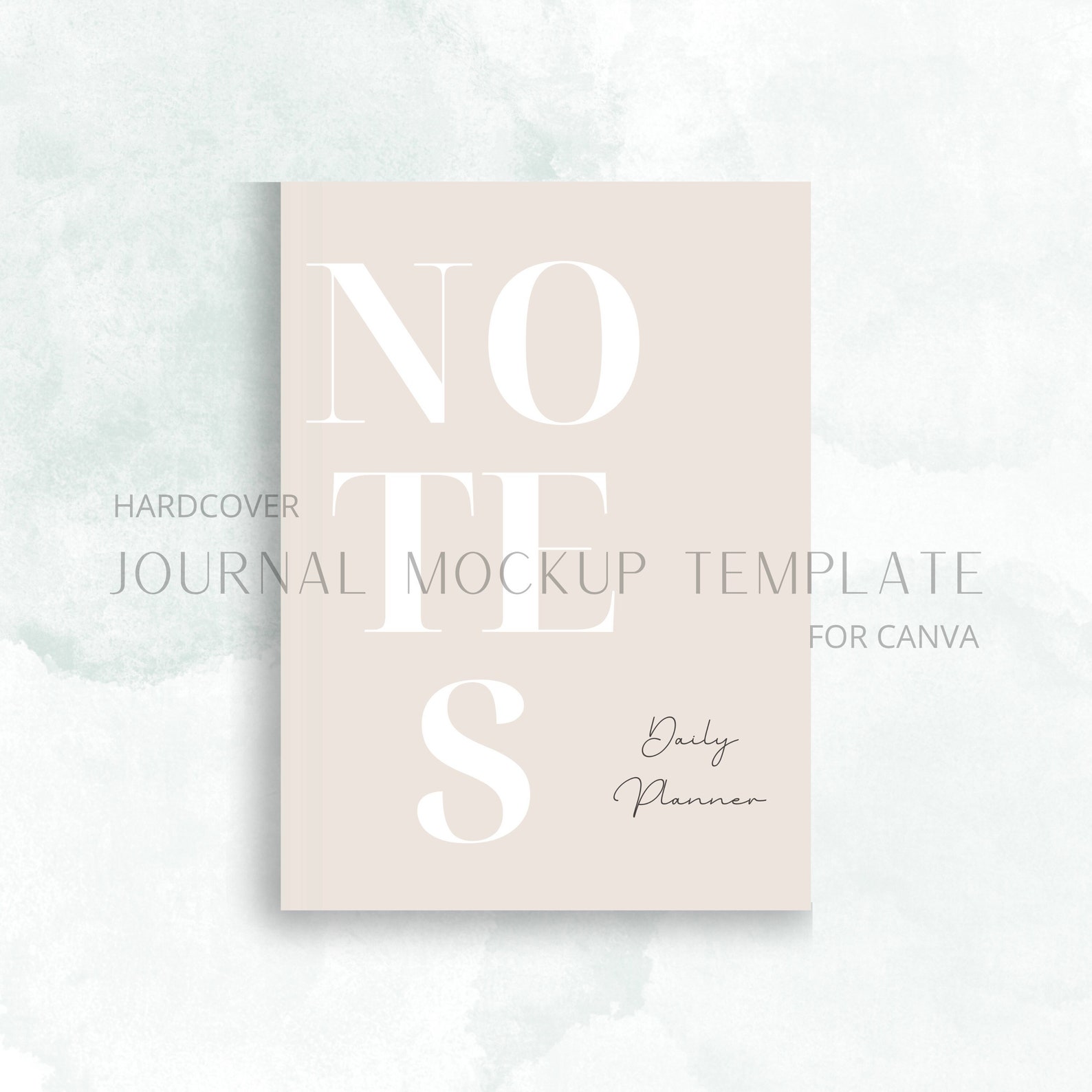Journal Mockup Canva Template - Mint Green Watercolor Editable Book ...