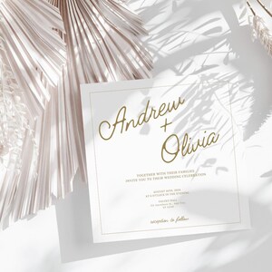 Modern Wedding Invitation Template - Editable Wedding Invitation Canva ...