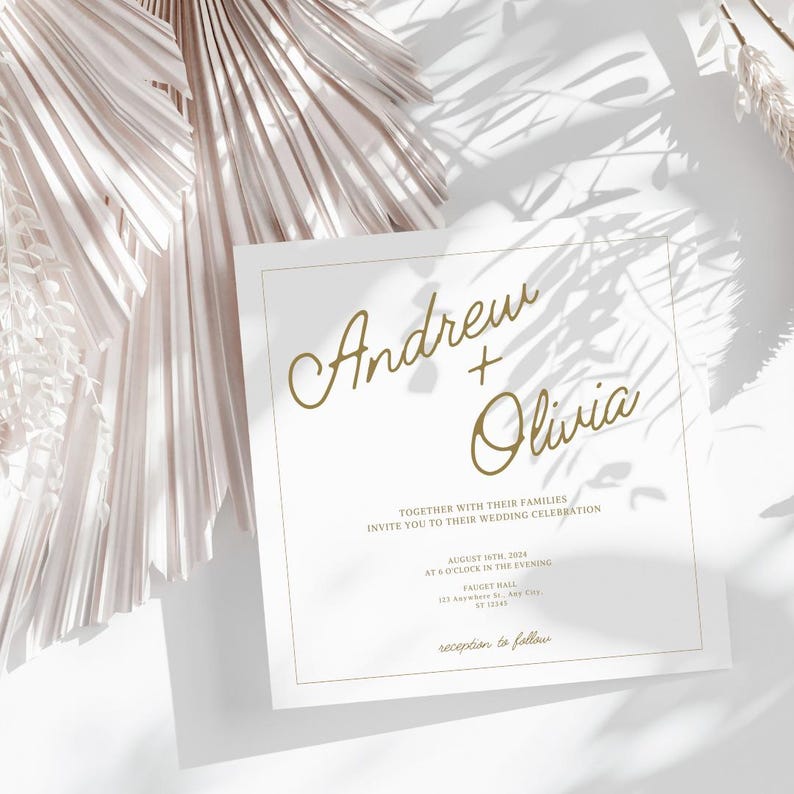 Modern Wedding Invitation Template - Editable Wedding Invitation Canva ...