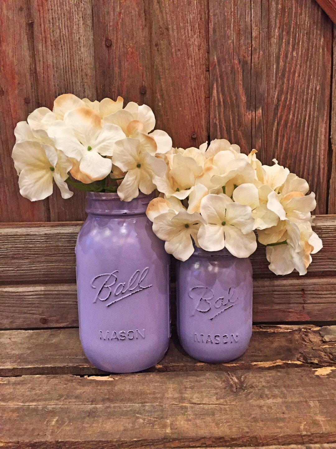MASON JAR // Lilac Purple // Painted and Distressed Mason Jar // Quart ...