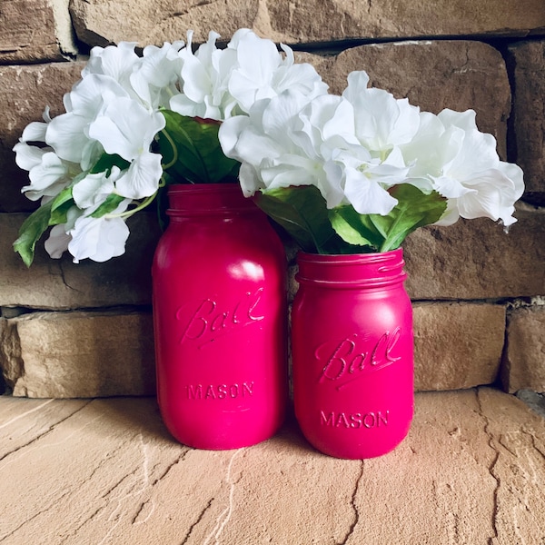 Pink Mason Jars - Etsy