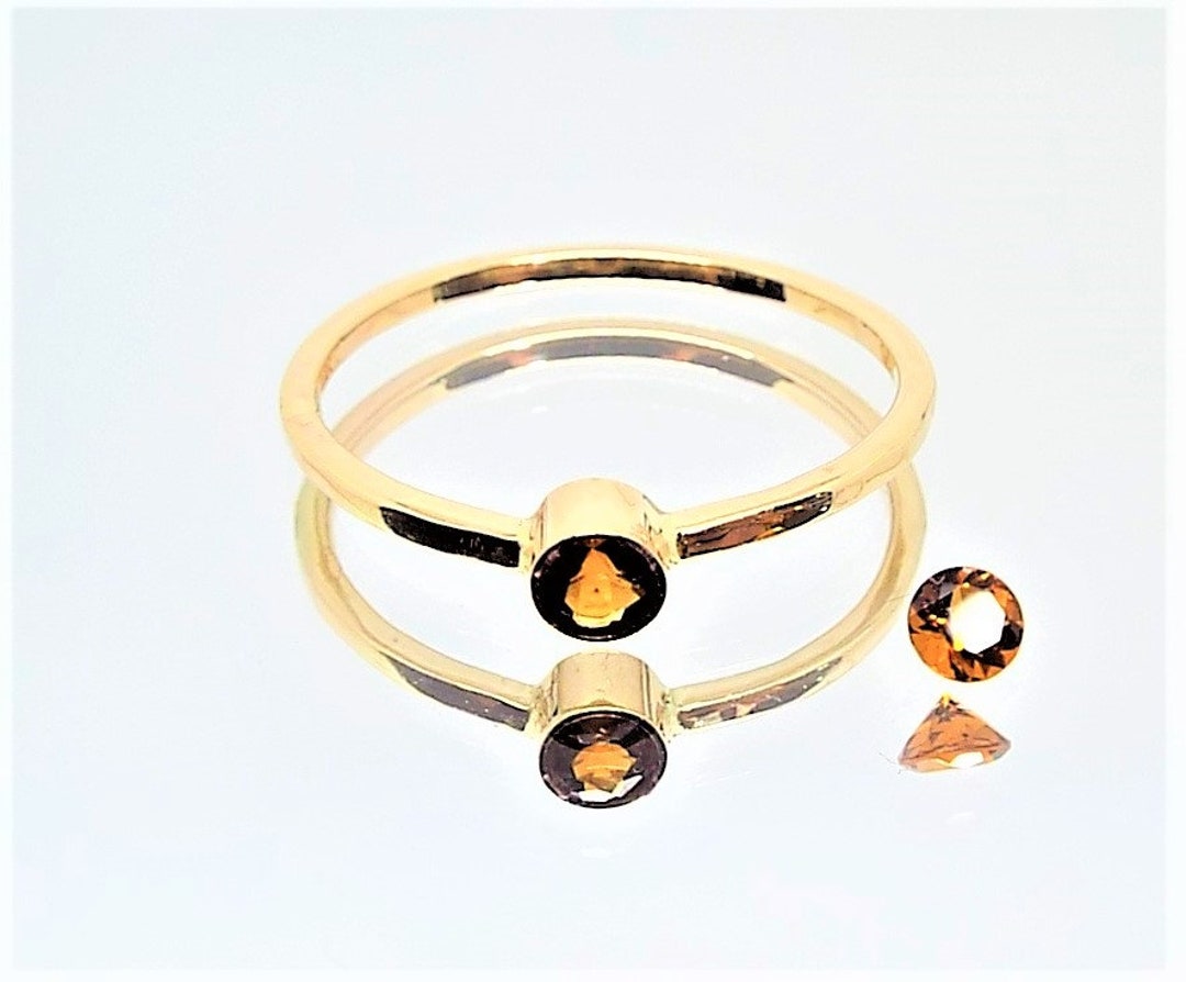 Solid 14k Gold Fire Citrine Ring, 14k Gold Citrine November Birthstone ...