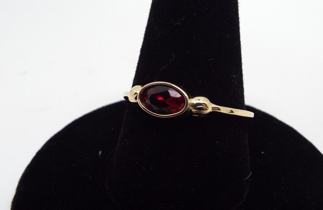 Solid 14k Gold Mozambique Garnet Ring, 14k Gold Garnet Art Deco Ring ...