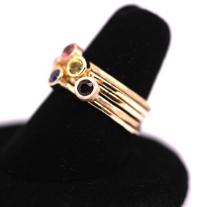 Gold Birthstone Stacking Ring/solid 14k Birthstone Stacking Ring/10k Birthstone Stacking Ring ...