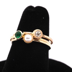 Gold Birthstone Stacking Ring/solid 14k Birthstone Stacking Ring/10k Birthstone Stacking Ring ...