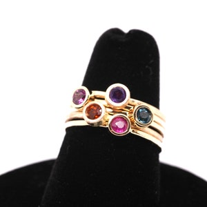 Gold Birthstone Stacking Ring/solid 14k Birthstone Stacking Ring/10k ...