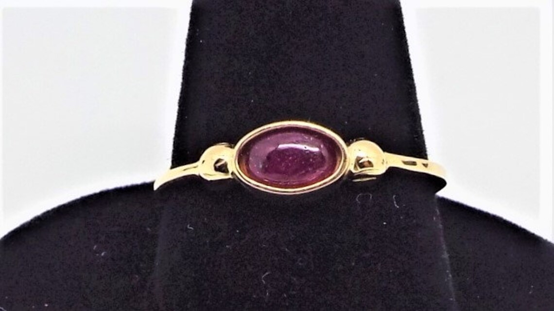 Solid 14k Gold Oval Ruby Ring 14k Gold Oval Ruby Cabochon Art | Etsy