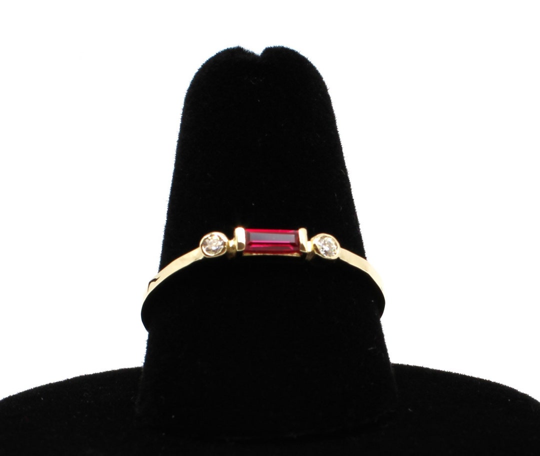 14k Gold Ruby Ring, 14k Gold Ruby and Moissanite Engagement Ring, 14k ...