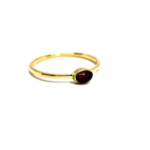 Solid 14k Gold Oval Garnet Ring, 14k Oval Garnet Ring, 14k Cabochon Oval Garnet Ring, Gold ...