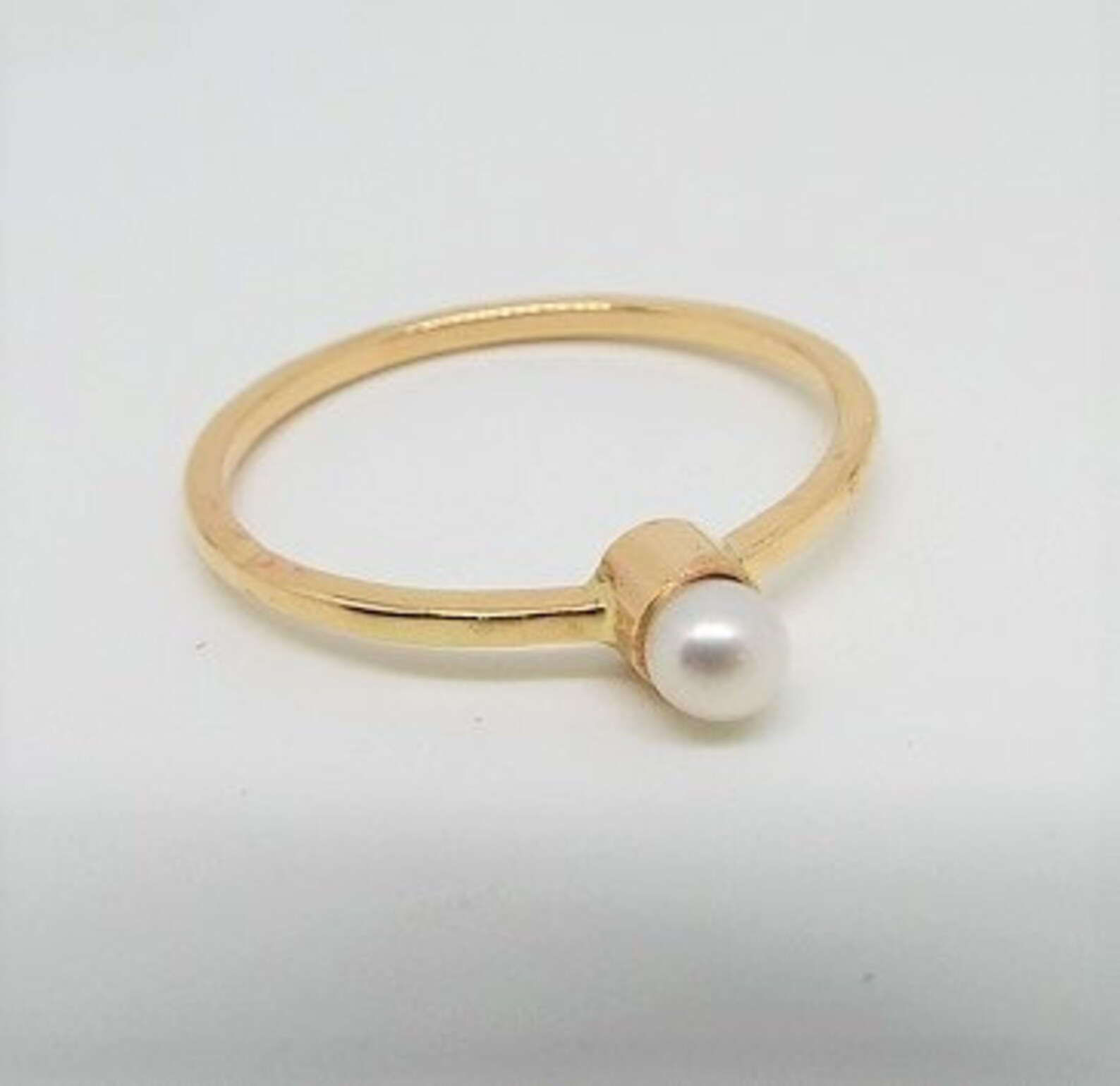 Solid 14k Gold Pearl Ring 14k Gold Pearl Birthstone Ring 14k | Etsy