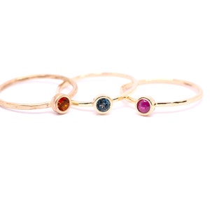 Gold Birthstone Stacking Ring/solid 14k Birthstone Stacking Ring/10k Birthstone Stacking Ring ...