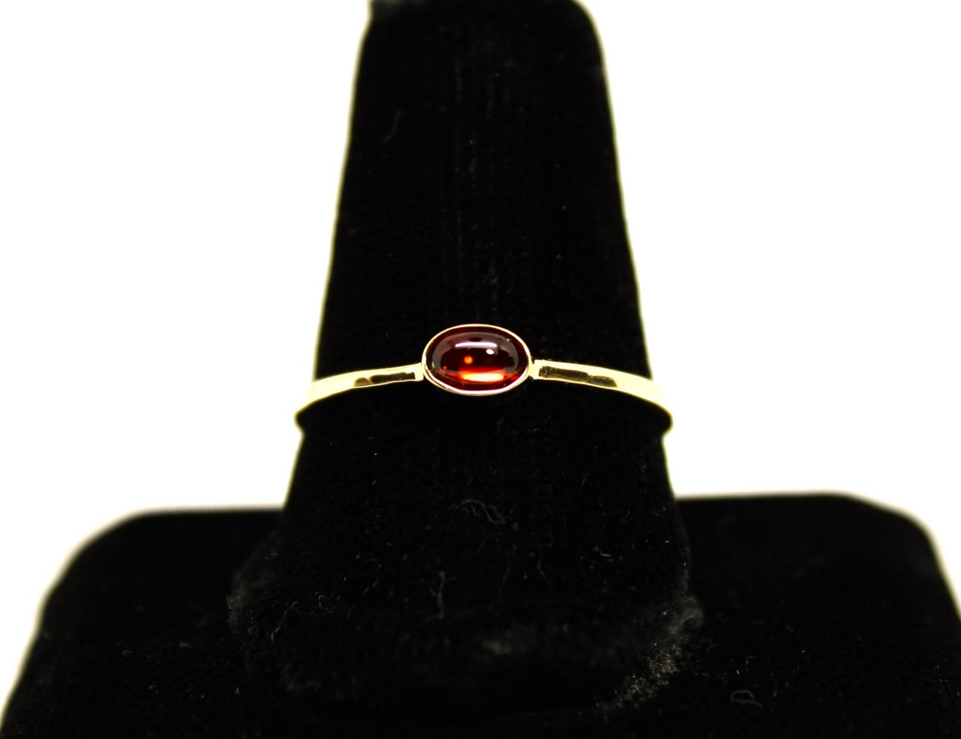 Solid 14k Gold Oval Garnet Ring, 14k Oval Garnet Ring, 14k Cabochon Oval Garnet Ring, Gold ...