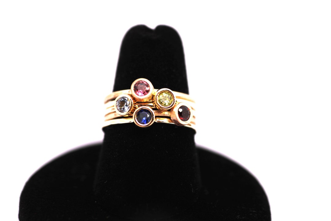 Gold Birthstone Stacking Ring/solid 14k Birthstone Stacking Ring/10k ...