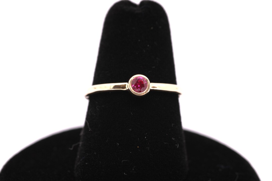 Gold Ruby Ring /solid 14k Gold Ruby Ring /14k Gold Ruby Stacking Ring /14k 3mm July Birthstone ...