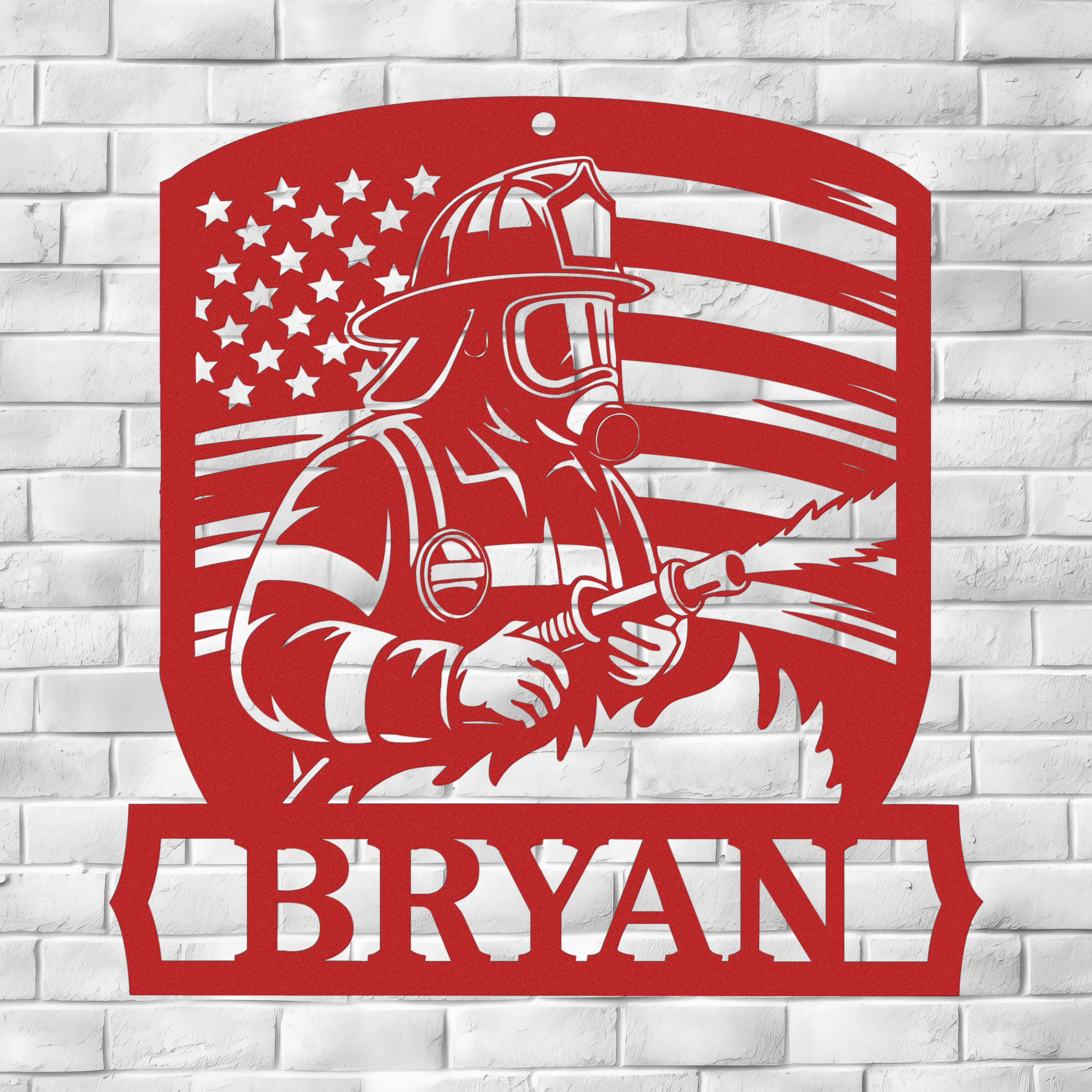 Custom Firefighter Metal Sign | Personalized With Name | Metal Art ...