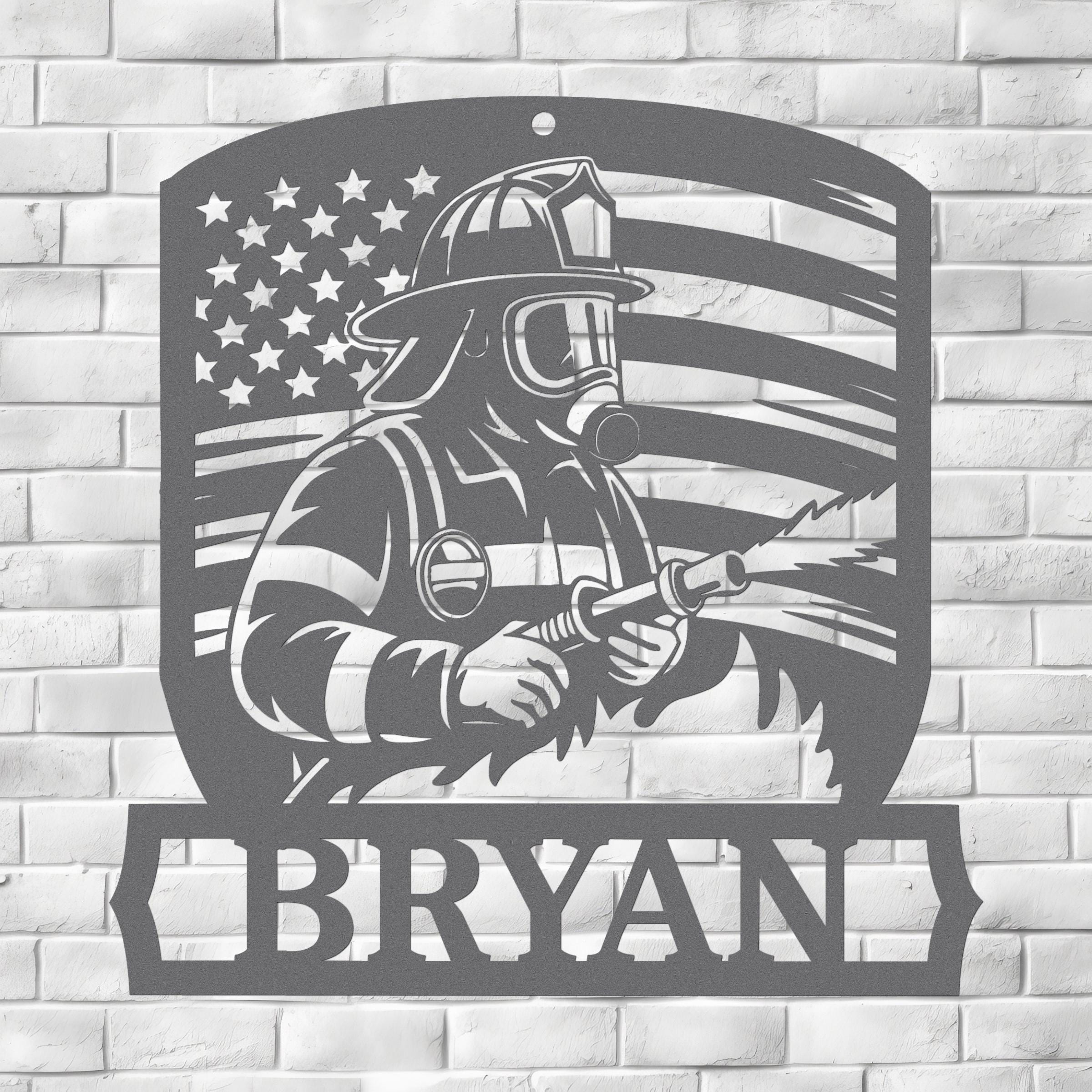 Custom Firefighter Metal Sign | Personalized With Name | Metal Art ...
