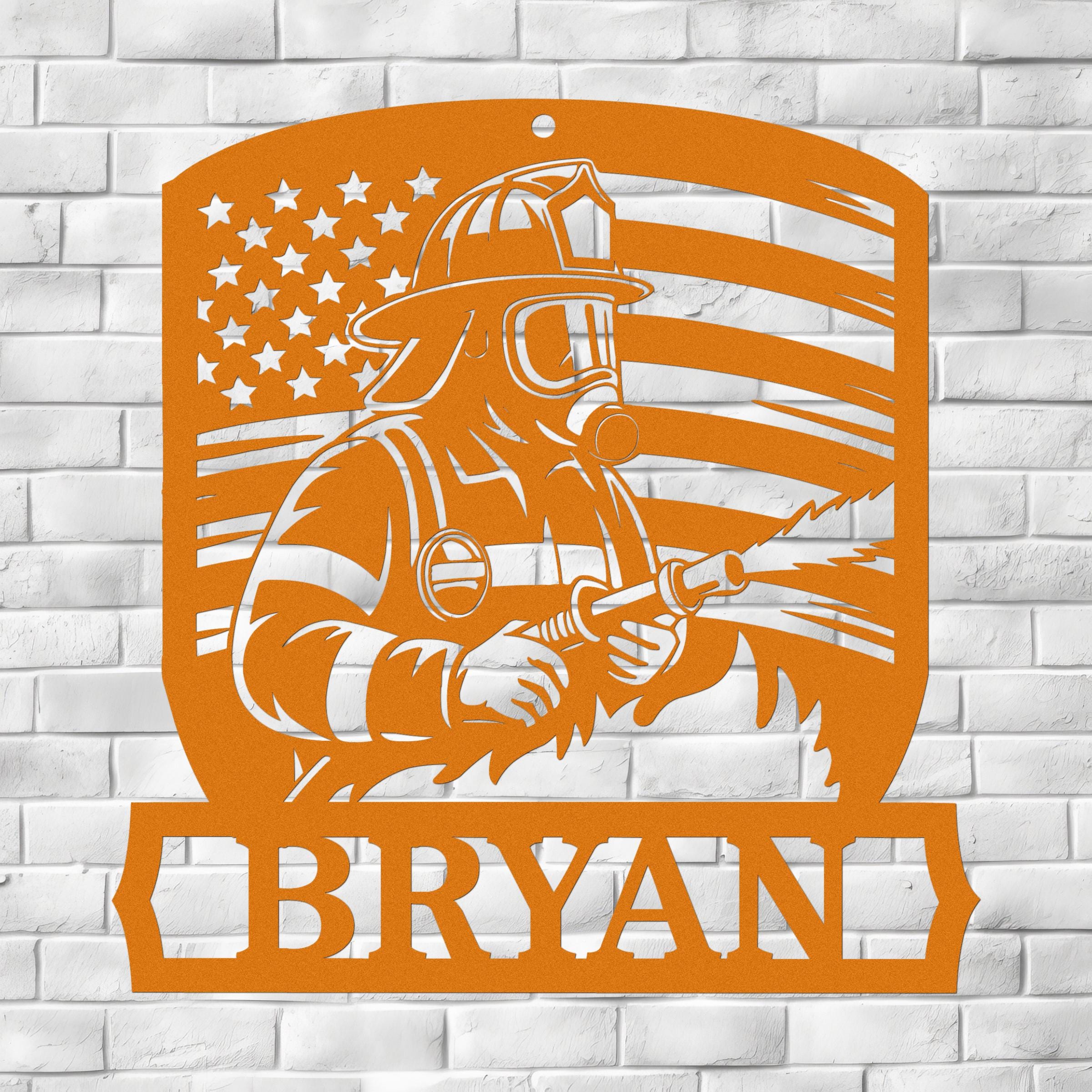 Custom Firefighter Metal Sign | Personalized With Name | Metal Art ...