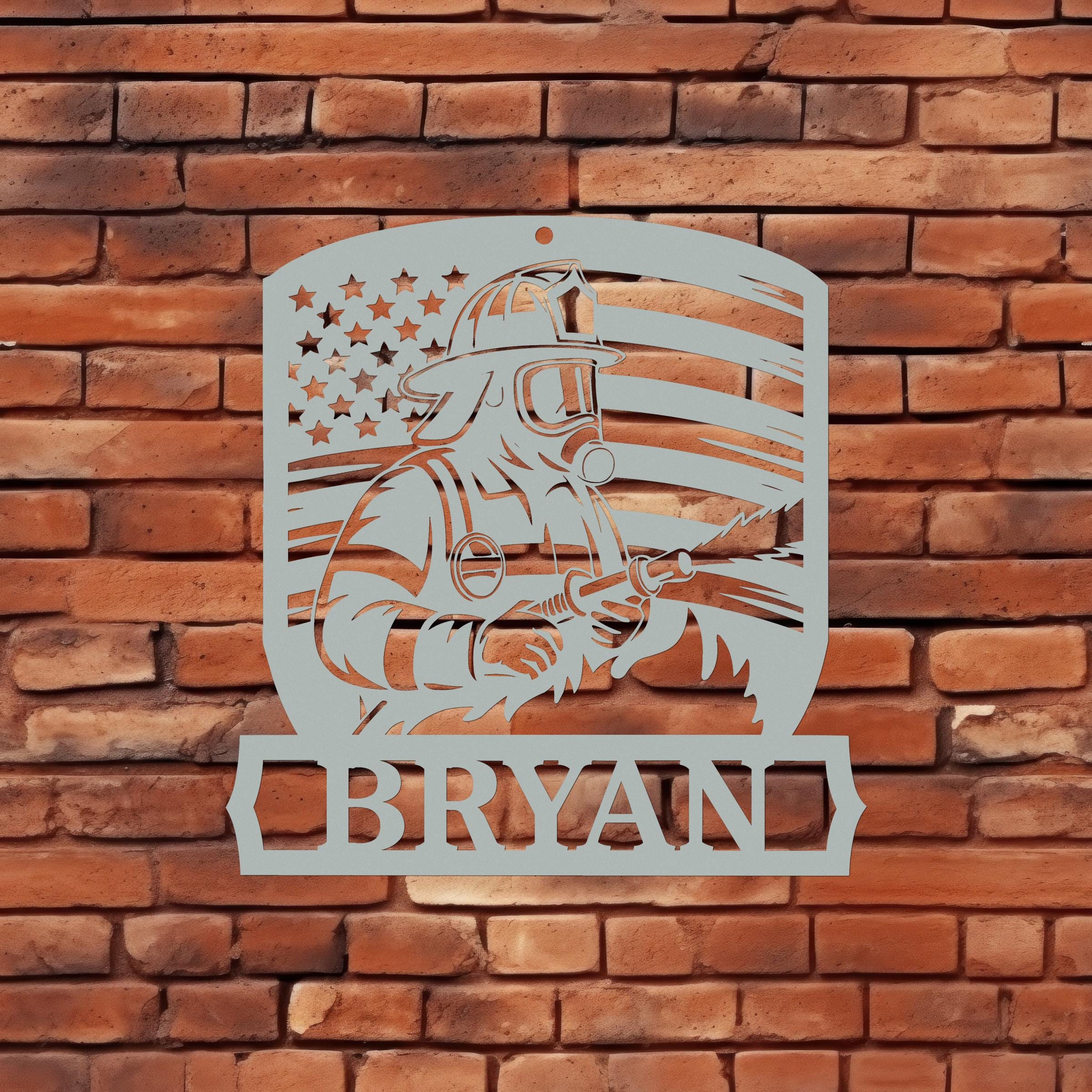 Custom Firefighter Metal Sign | Personalized With Name | Metal Art ...
