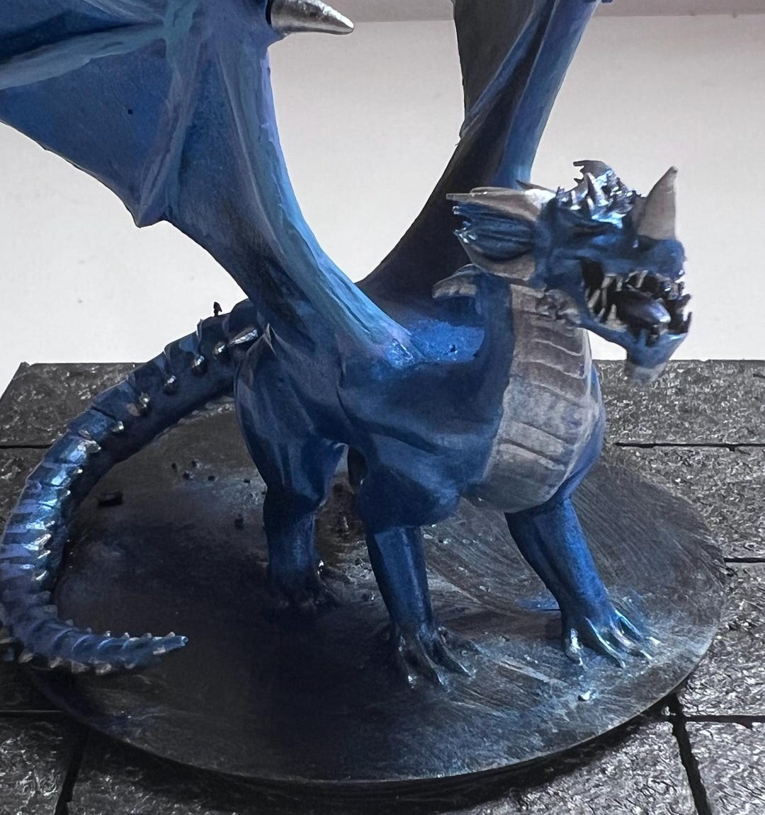 Young Blue Dragon Miniature | Hand Painted Resin Mini | Dnd 70mm Base ...