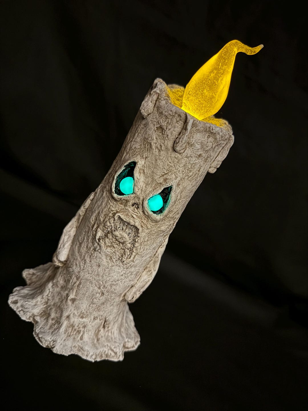 Haunted Glow: Zombie Ghost Paper Mache Clay LED Candle With Glow-in-the ...