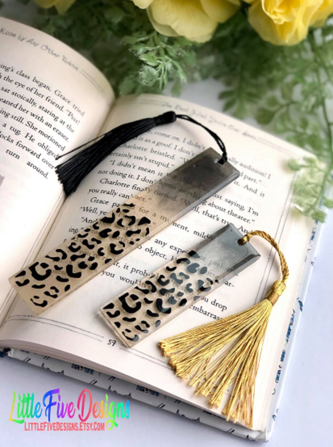 Cheetah Bookmark, Resin Bookmark, Ombre Bookmark With Tassel, Glitter ...