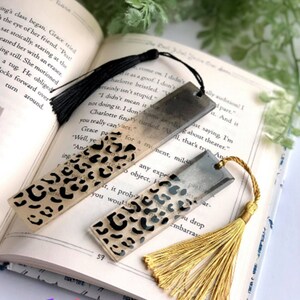 Cheetah Bookmark, Resin Bookmark, Ombre Bookmark With Tassel, Glitter ...