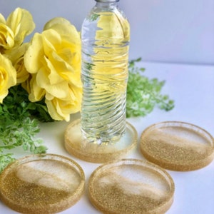Gold Glitter Coaster Glitter Home Décor Epoxy Resin Art - Etsy