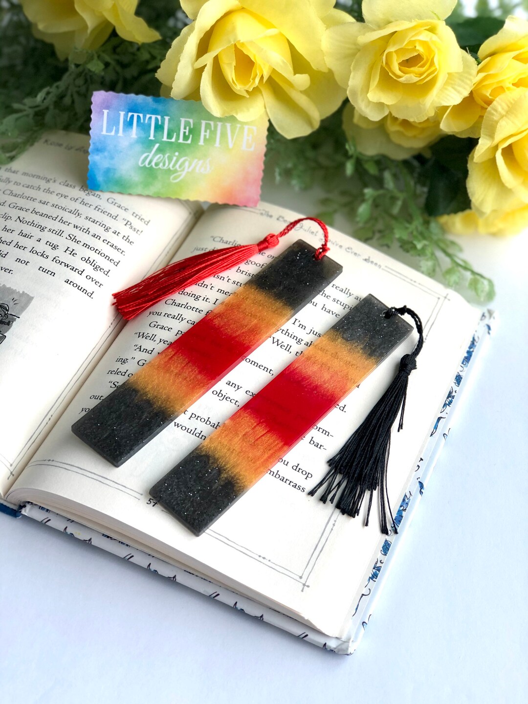 Personalized Bookmark Orange Black Red Bookmark Bookmark - Etsy