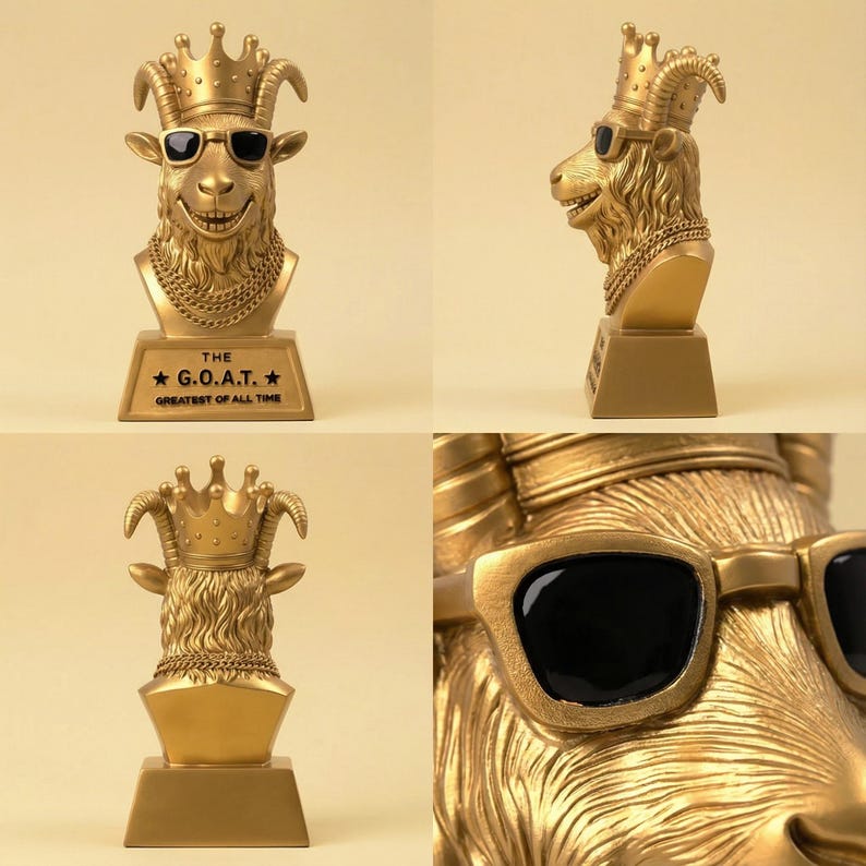 GOAT Trophy Goat Head Statue Desk Decor Greatest of All Time Gift - Etsy