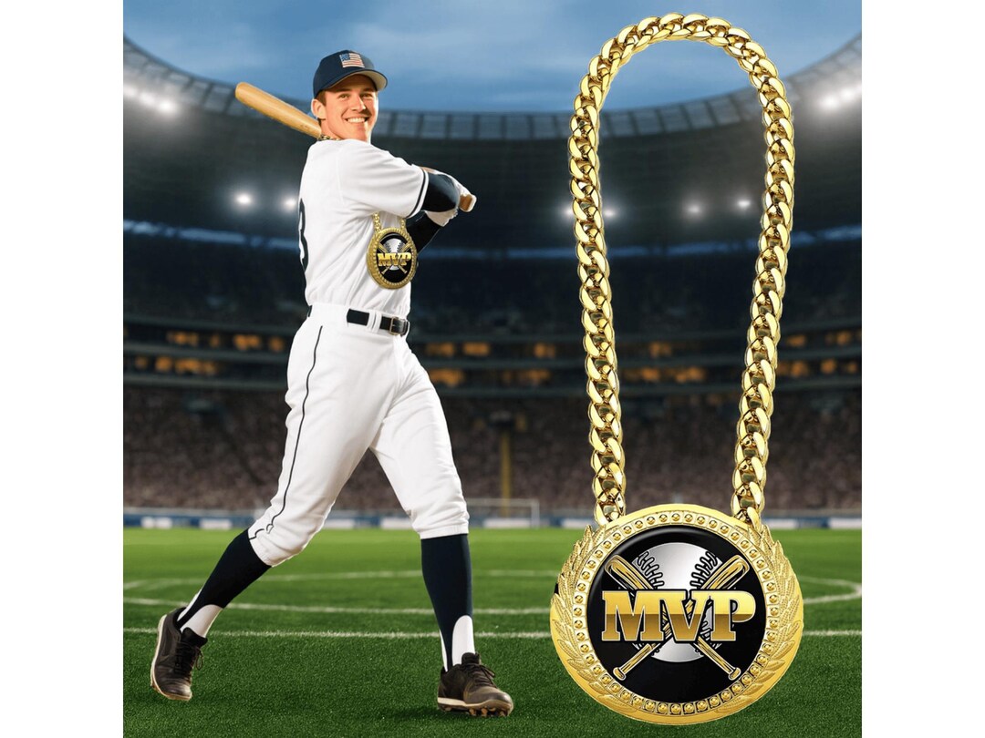 Custom Baseball Medal– Personalized Big Award Chain, Kids Sports Trophy ...