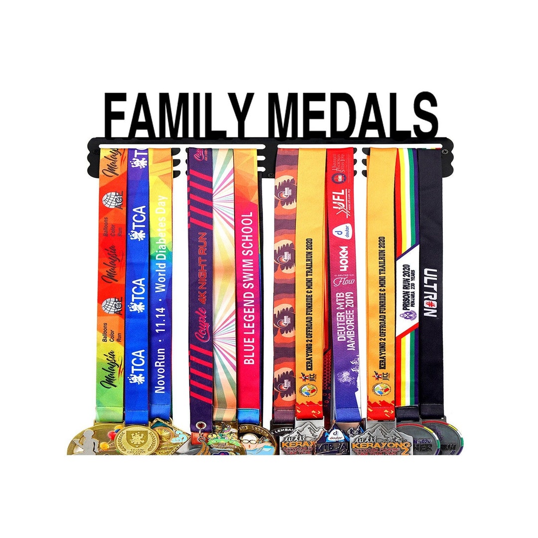 Family Medals Medal Holder Display Hanger Rack Frame for Sport Race ...