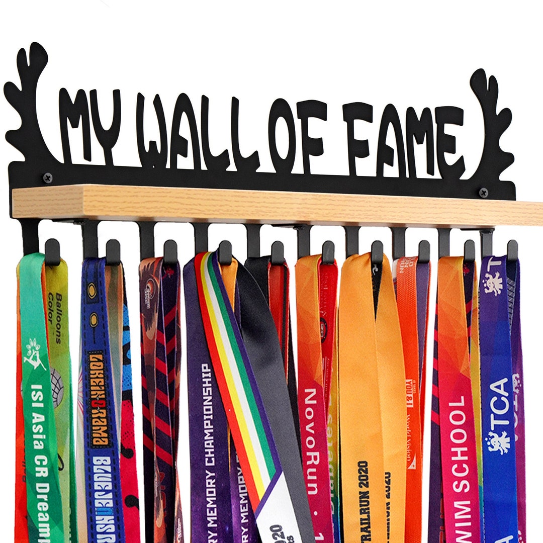 Medal Hanger Display Trophy Shelf -my Wall of Fame Sports Rack With ...