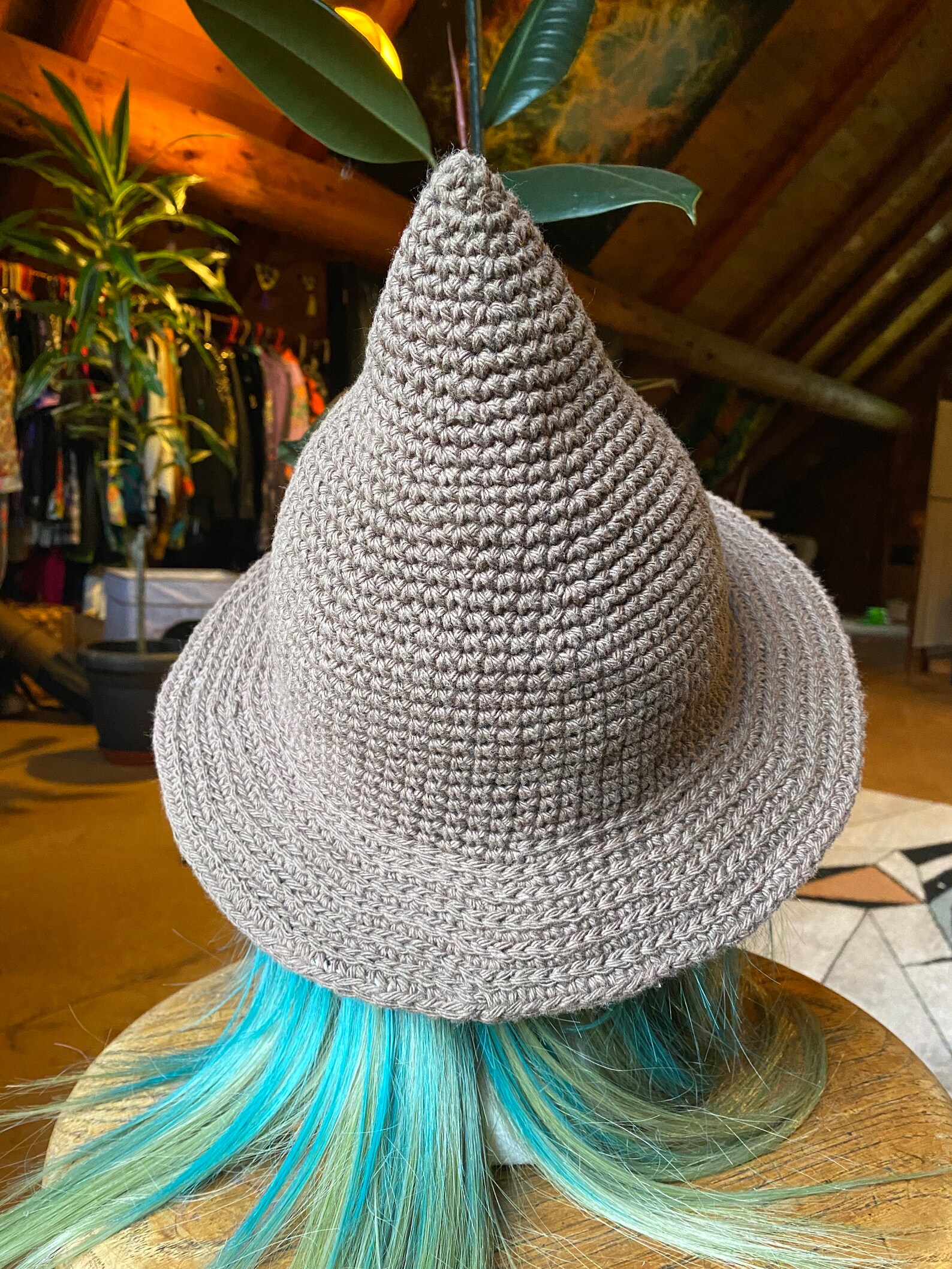 Medium Brown Sprite Cap Witch Hat Cotton Halloween - Etsy