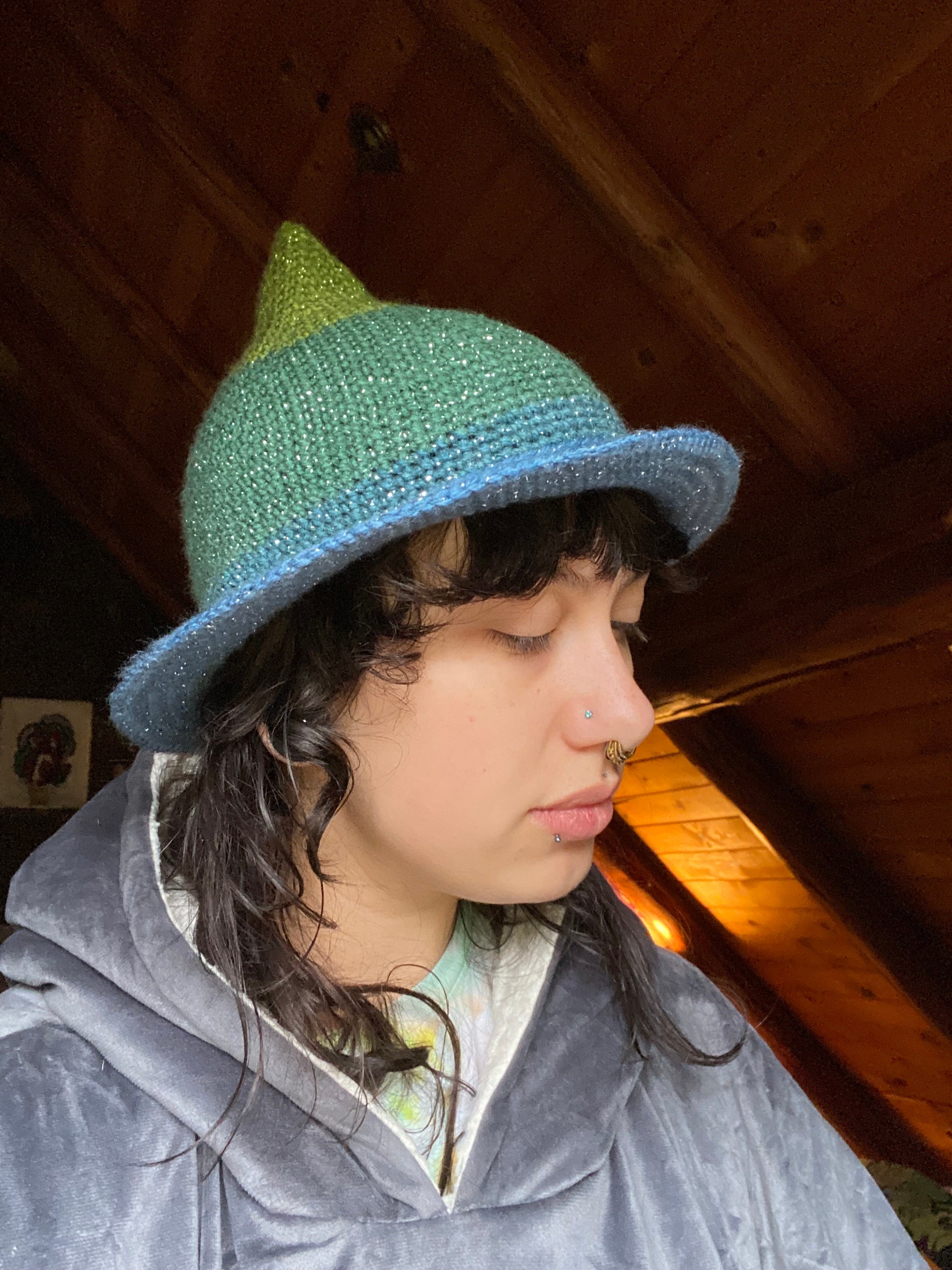 Small Blue Sprite Cap Witch Hat Sparkly Halloween - Etsy